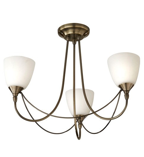 Nottingham 3 Light Ceiling Fitting Antique Brass Multi Light – Village ...